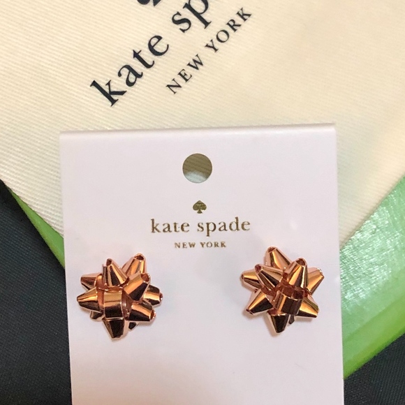 kate spade | Jewelry | Nwtkate Spaderose Gold Bourgeois Bow Studs ...